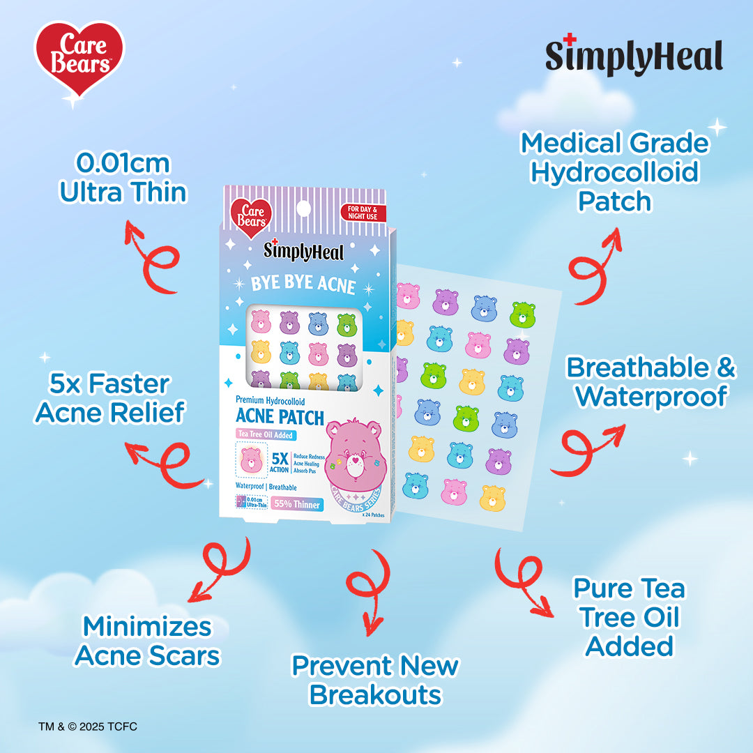Simplyheal Day & Night Premium Hydrocolloid Acne Patch (Care Bears Puf ...